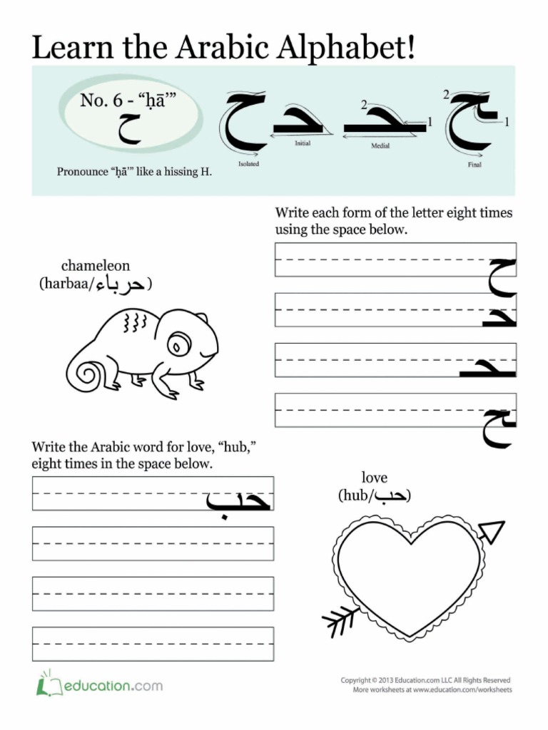 Arabic Alphabet Worksheet | PDF