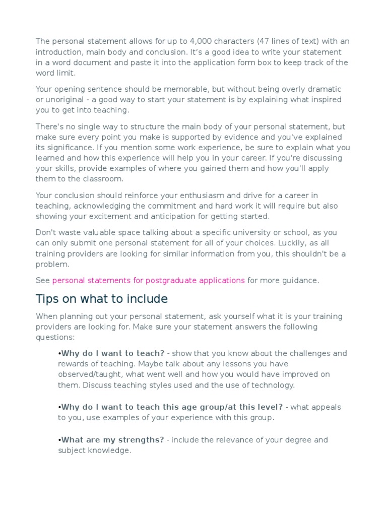 personal statement | Experience | Learning