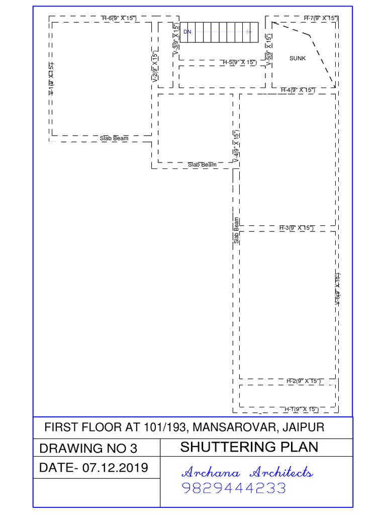 First Floor Slab Beam Layout Jaipur | PDF
