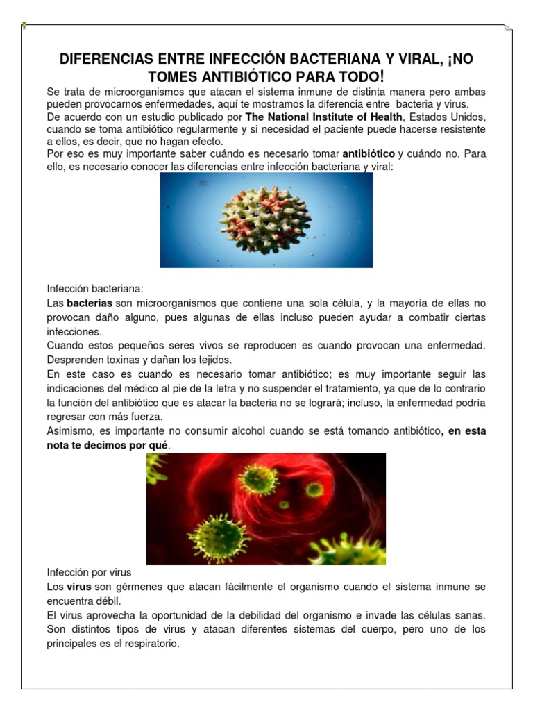 Diferencias Entre Infección Bacteriana y Viral | PDF | Virus | Infección