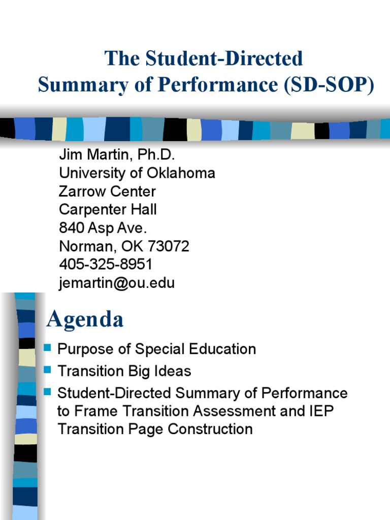 The Student-Directed Summary of Performance (SD-SOP) | PDF ...