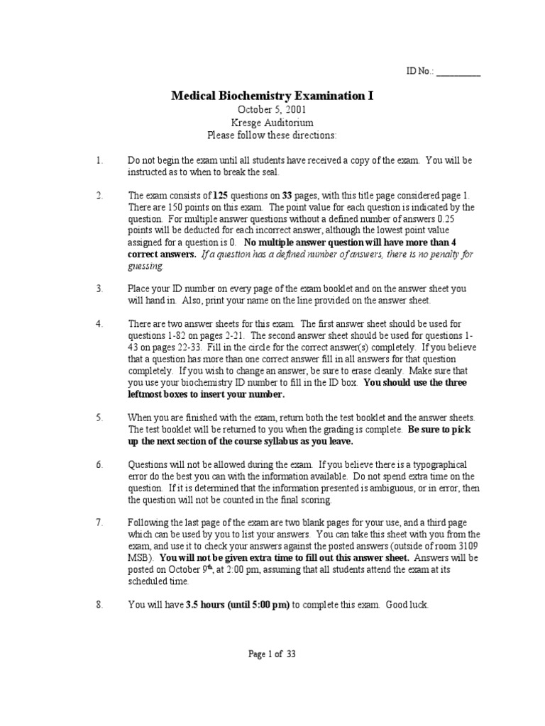 BioChemistry 1 Practice Exam PDF | Download Free PDF | Messenger Rna ...