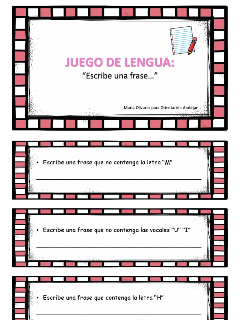 Juego de Lengua Escribir Frases PDF | PDF