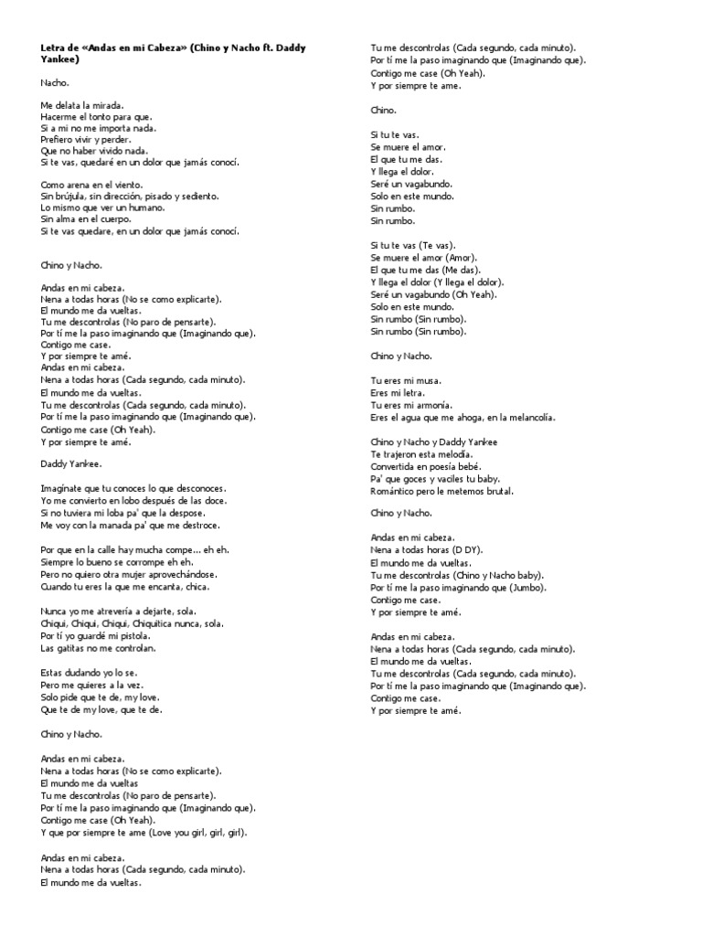Andas en Mi Cabeza | PDF | Entretenimiento (general)