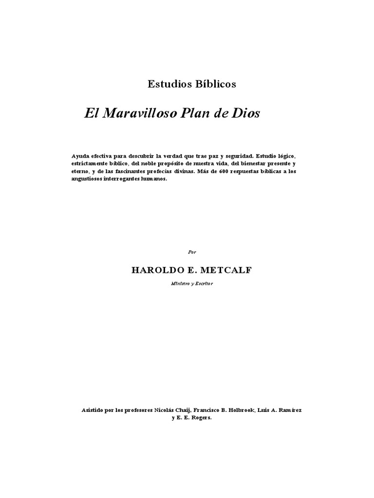 Estudios Biblicos El Maravilloso Plan de Dios | PDF | Satán | Profeta