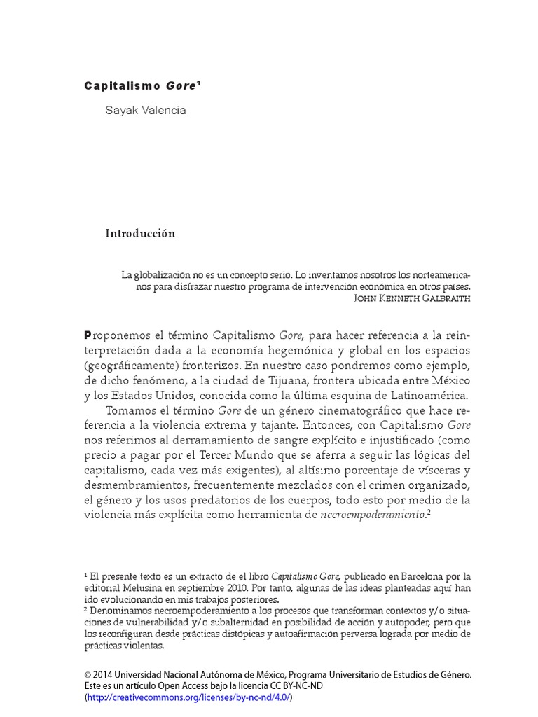 Sayak CapitalismoGore PDF | PDF | Feminismo | Estudios de género