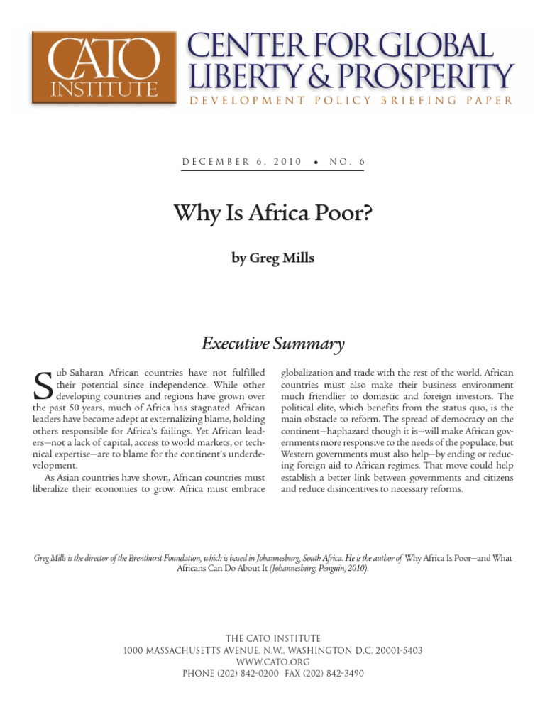 Why Is Africa Poor?, Cato Development Briefing Paper No. 6 | PDF ...