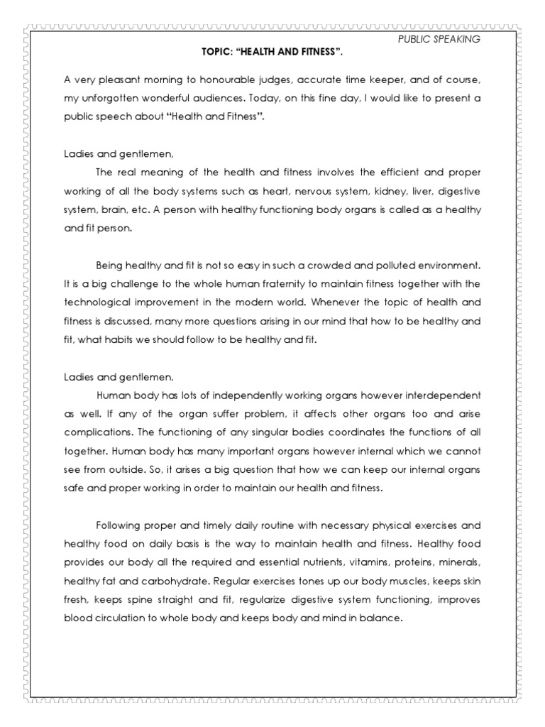 Public Speaking Text | PDF | Physical Fitness | Human Body