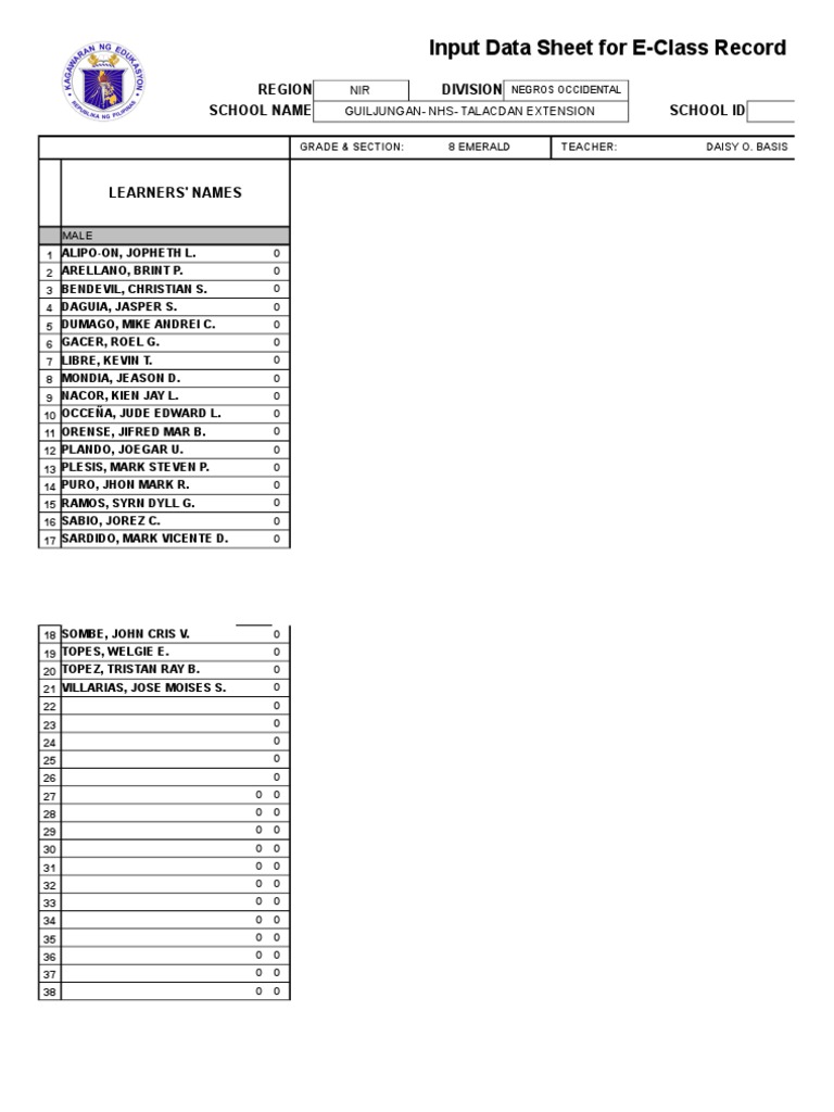 E-Class Record for Grade 8 Emerald | PDF