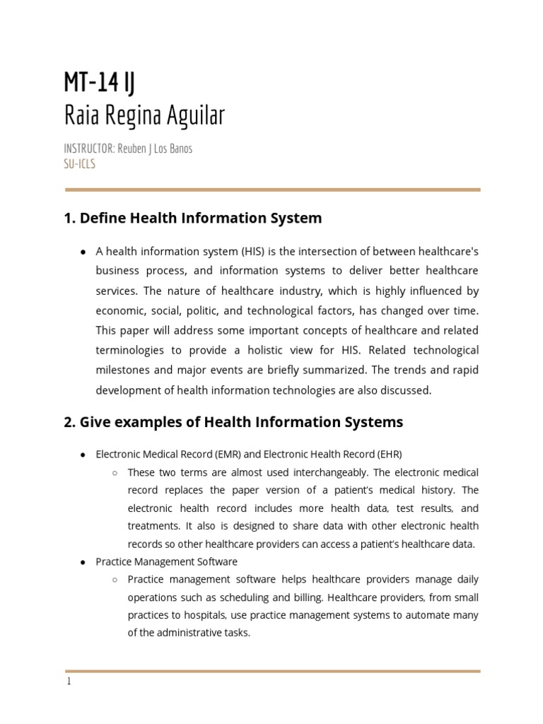 Health Information System | PDF | Electronic Health Record | Health Care