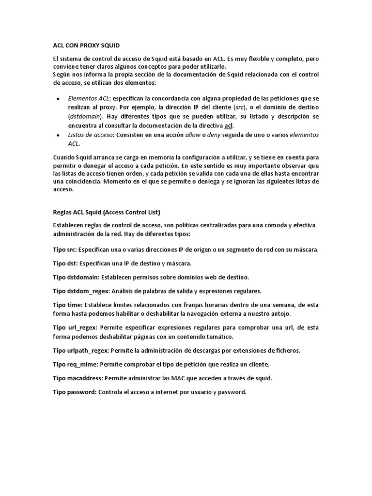 Acl Con Proxy Squid | PDF
