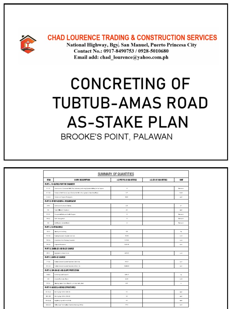 As Stake Plan (Tubtub-Amas Road) | PDF | Traffic | Road Transport