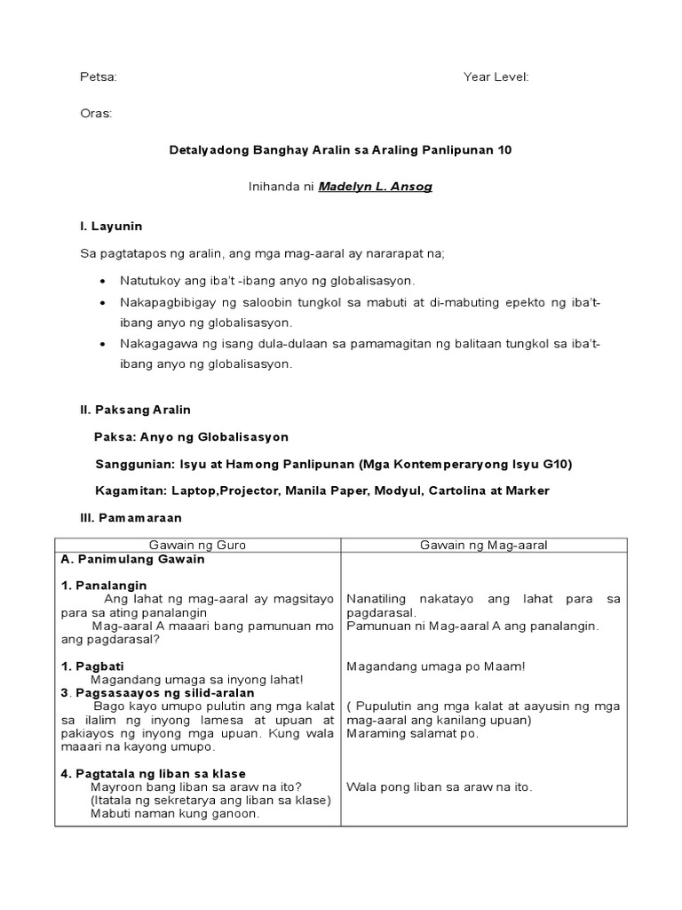 My Lesson Plan | PDF