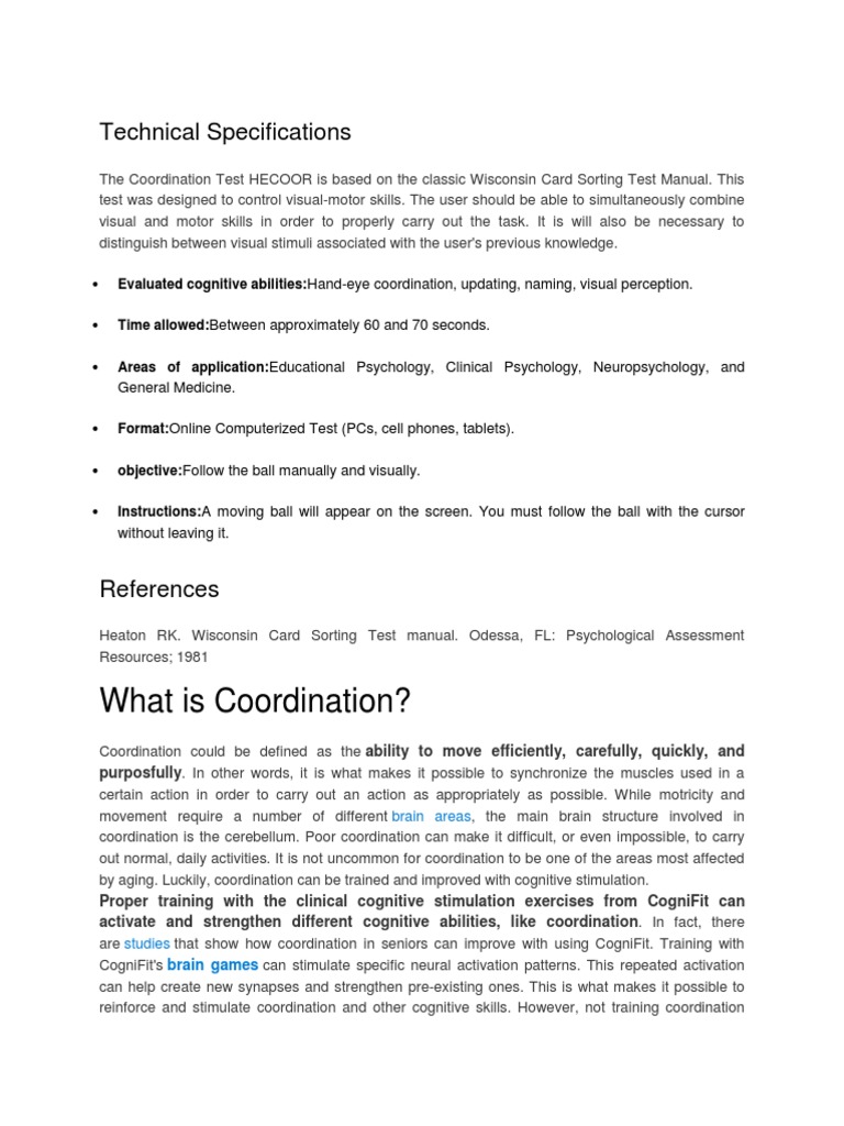 Coordination Test | PDF | Attention | Clinical Psychology
