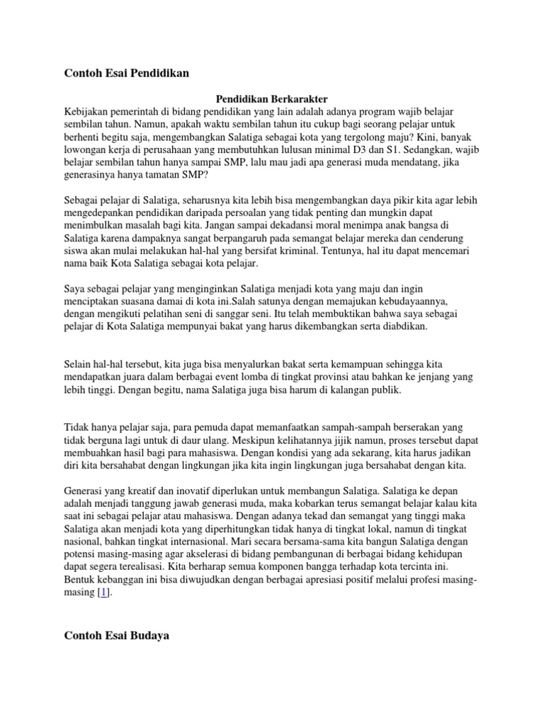 Contoh Esai Pendidikan | PDF