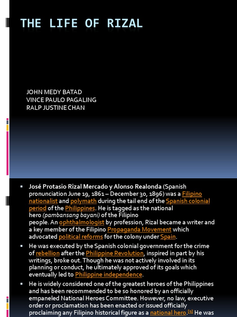 The Life of Rizal Presentation | PDF