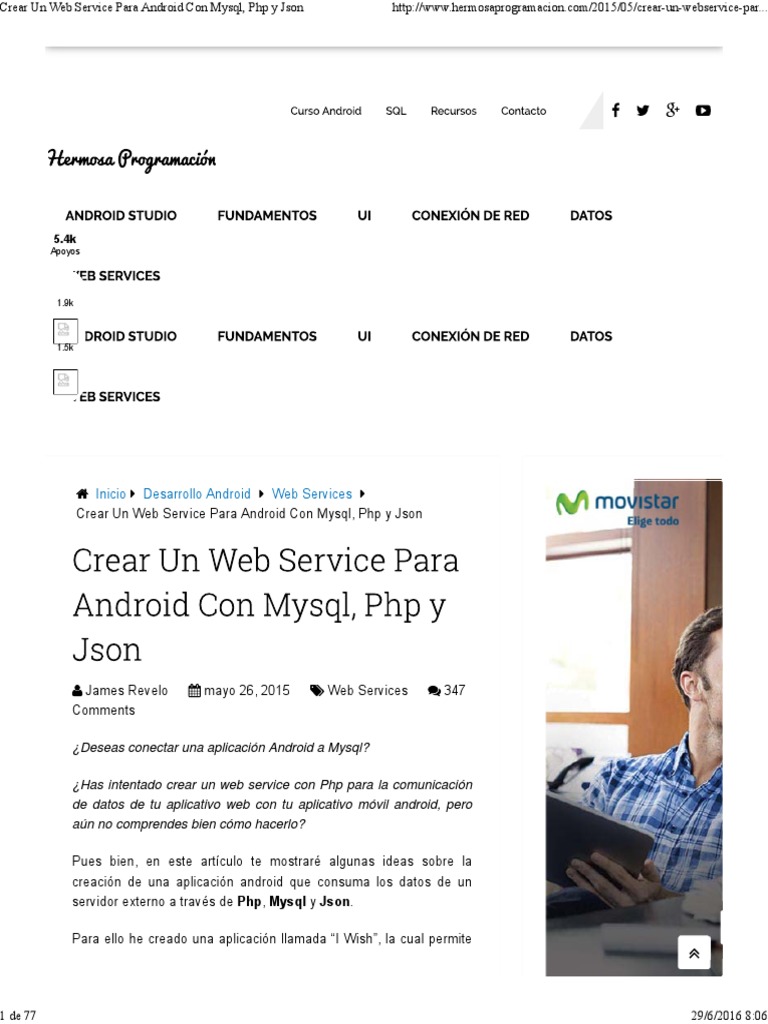 Crear Un Web Service para Android Con Mysql, PHP y Json | PDF | Php | Json