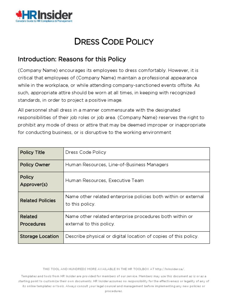 Dress Code Policy | PDF | Clothing | Sweater