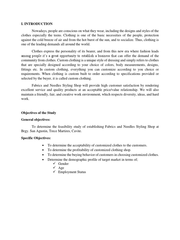 Fabric and Threads Proposal | PDF | Sewing | Clothing