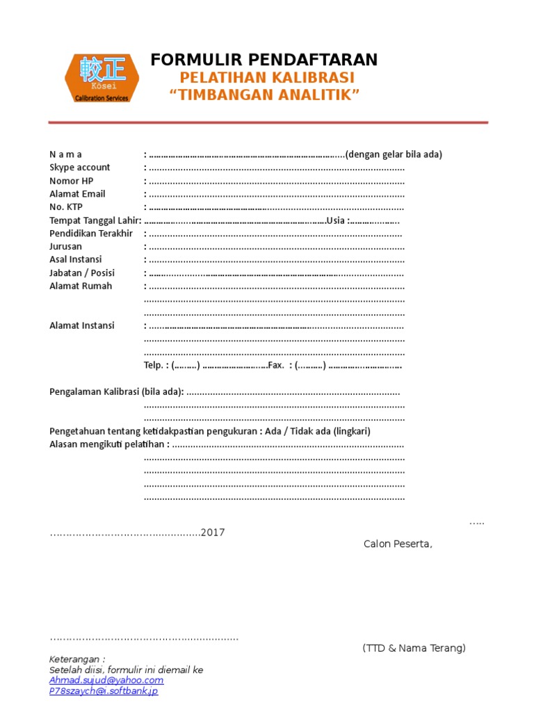 Nama Formulir Pendaftaran Pdf