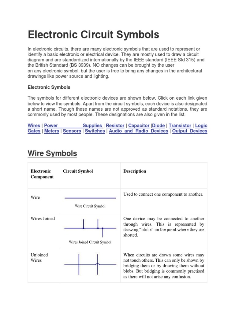 Basic Electronic Symbols Electronic Circuit Symbols | PDF | Field