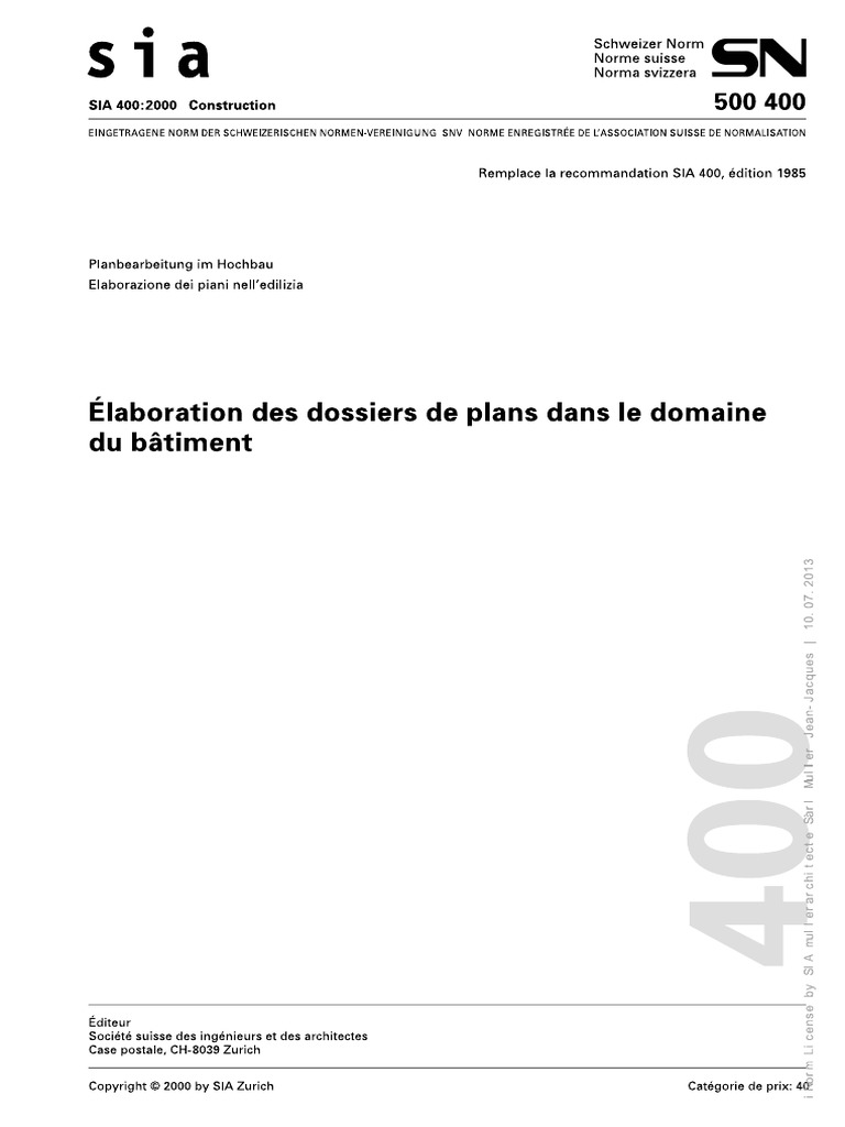 Norme SIA 400 - 2000 - fSIAm PDF | PDF