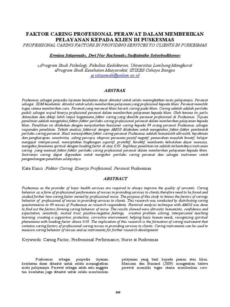 Faktor Caring Profesional Perawat Dalam Memberikan | PDF