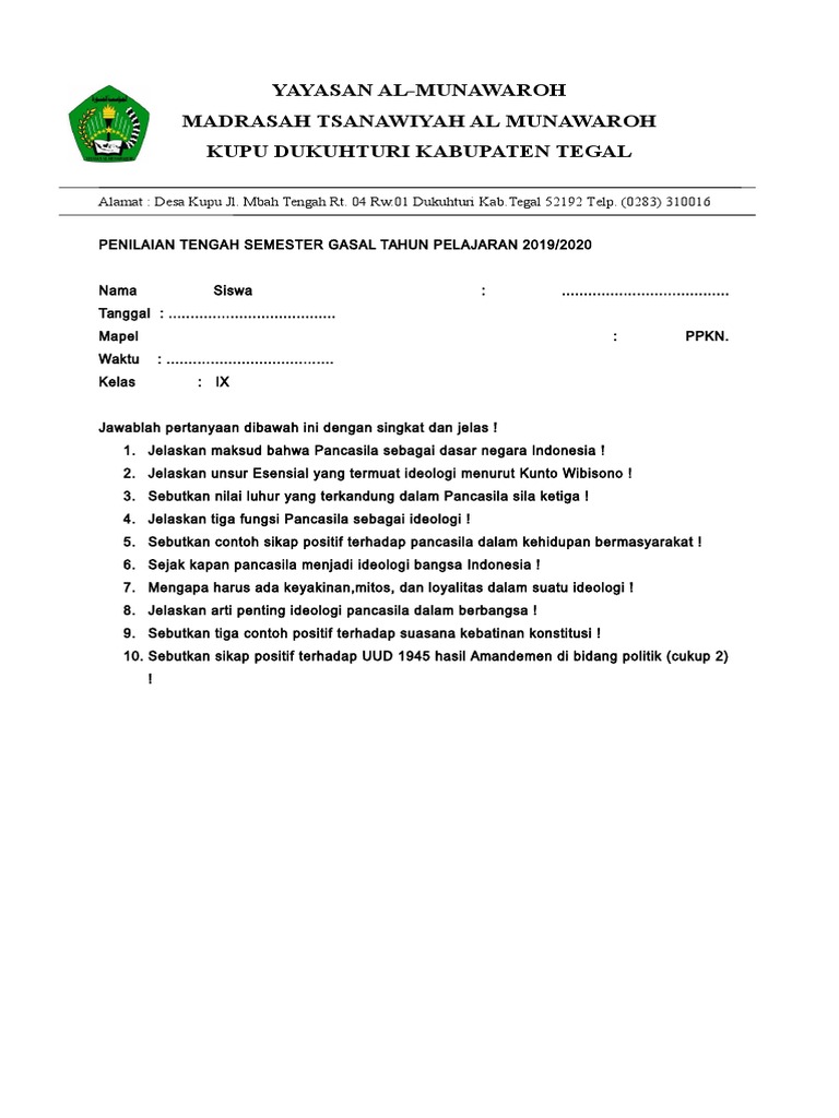 Kop Uts 1 | PDF | Ilmu Sosial