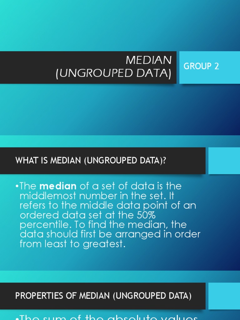 Median Ungrouped Data | PDF | Median | Descriptive Statistics