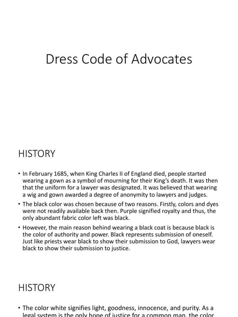 Dress Code - Professional Ethics | PDF | White | Advocate