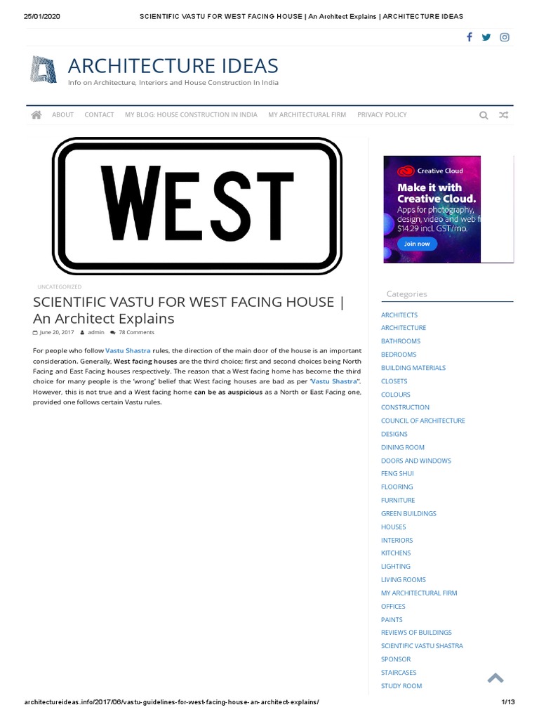 SCIENTIFIC VASTU FOR WEST FACING HOUSE - An Architect Explains ... SCIENTIFIC VASTU FOR WEST FACING HOUSE - An Architect Explains ...