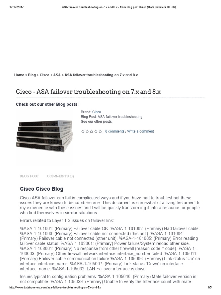 Cisco ASA Failover Troubleshooting | PDF | Troubleshooting | Cisco Systems