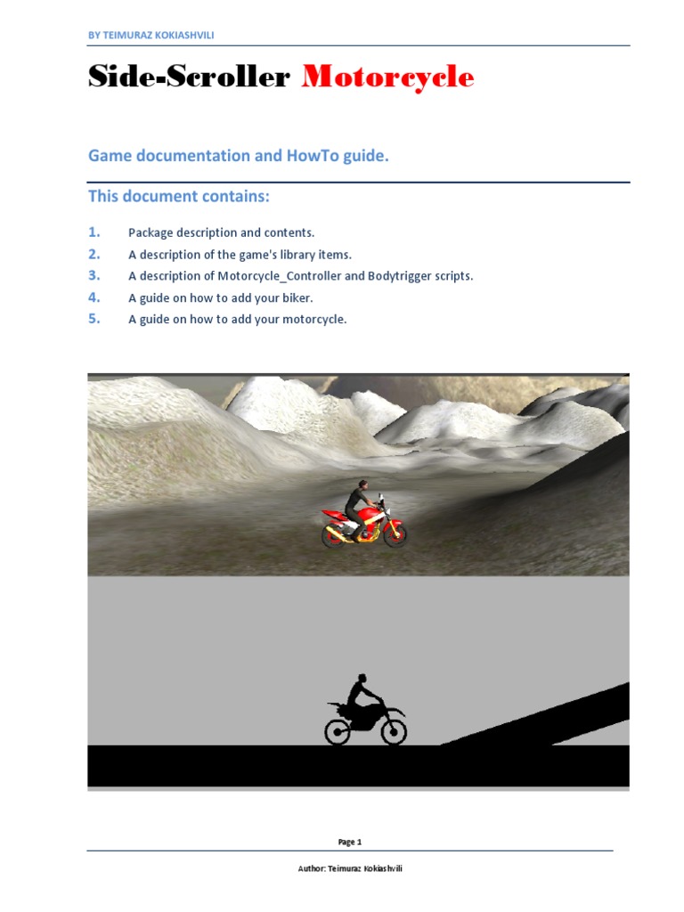 Side-Scroller Motorcycle Documentation | PDF | 3 D Modeling | Computing