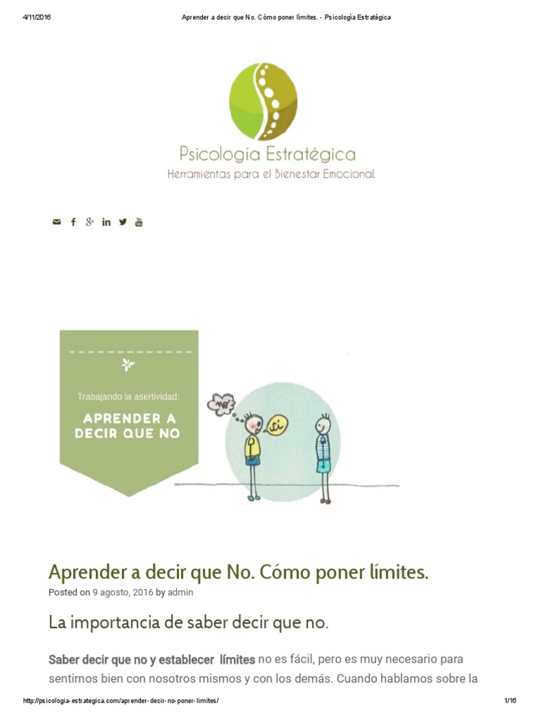 Aprender A Decir Que No Cómo Poner Límites Pdf Aprendizaje