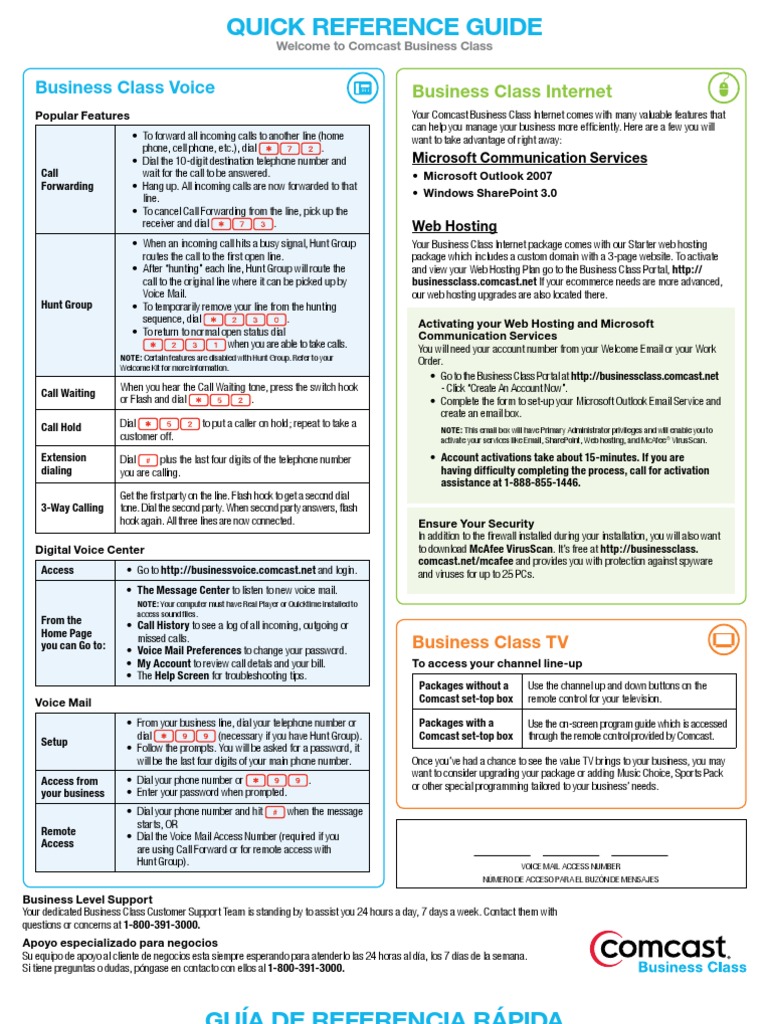 Comcast Phone Quick_reference | Microsoft | Information And ...
