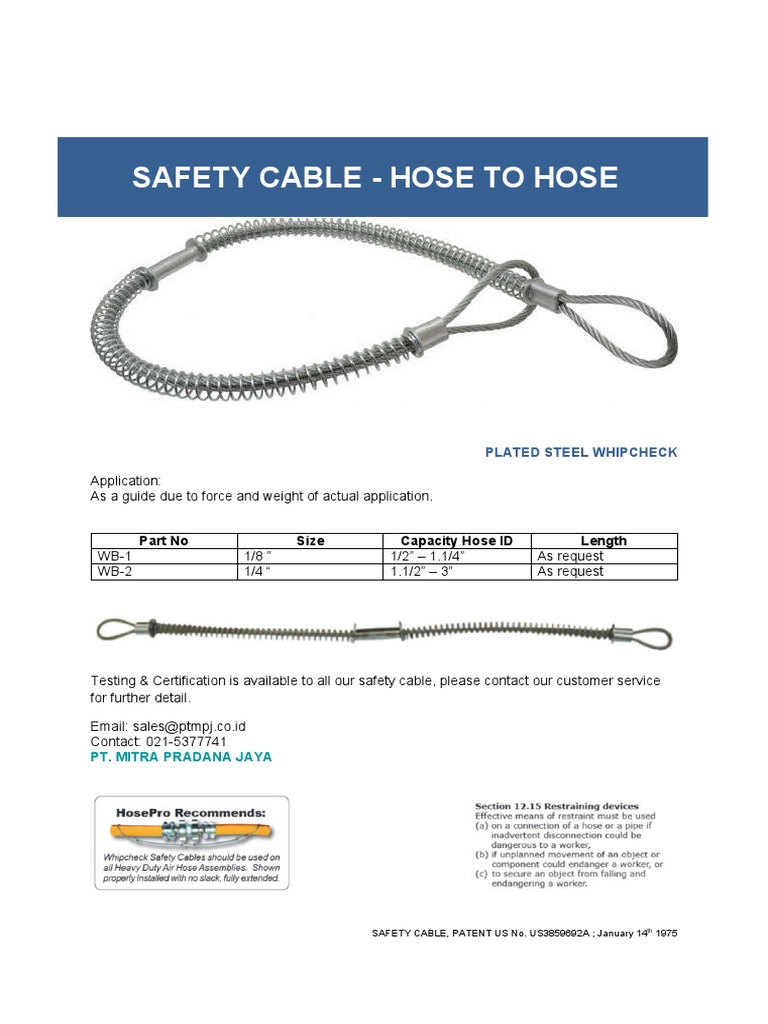Whip Check Safety Cable Specifications | PDF | Technology & Engineering