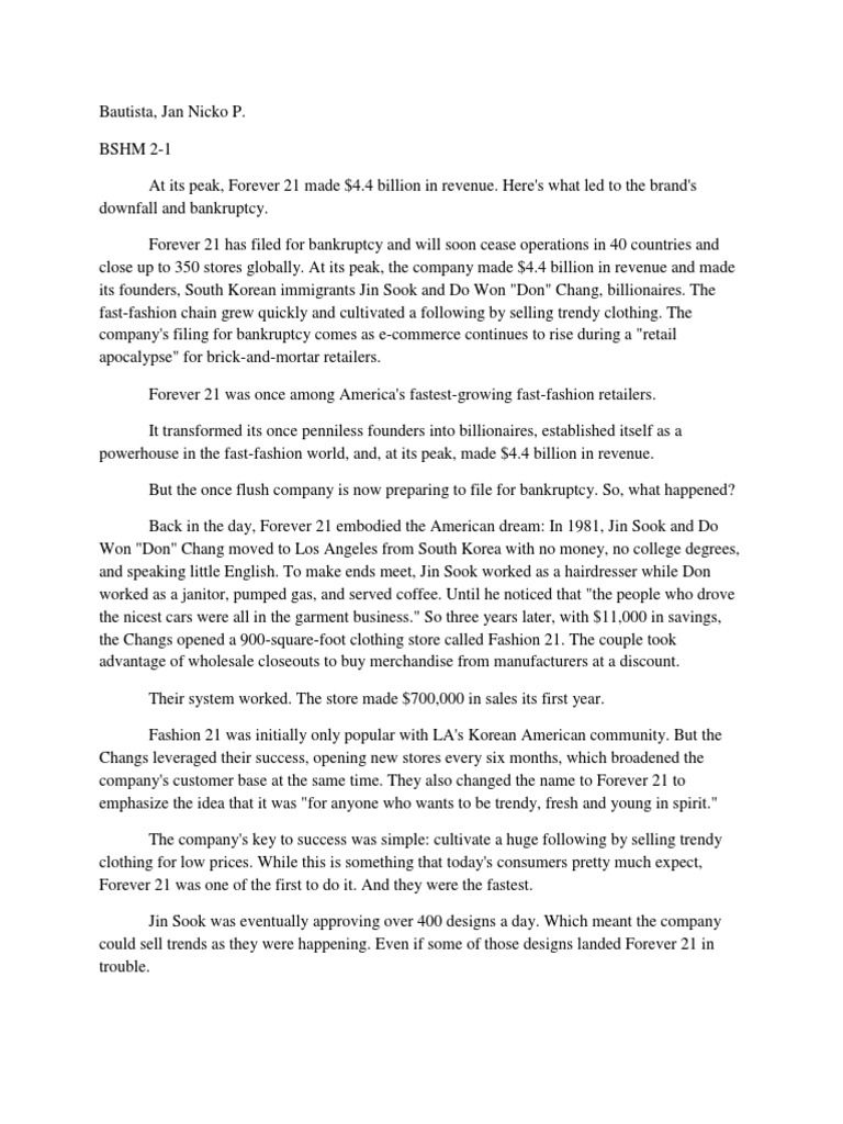 Forever 21 Case Study | PDF | Retail | Retailing