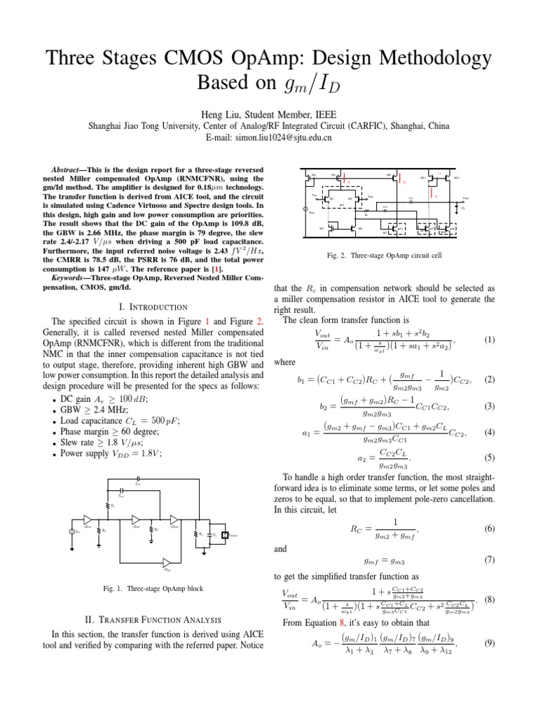 Three Stages CMOS OpAmp | PDF | Operational Amplifier | Electricity