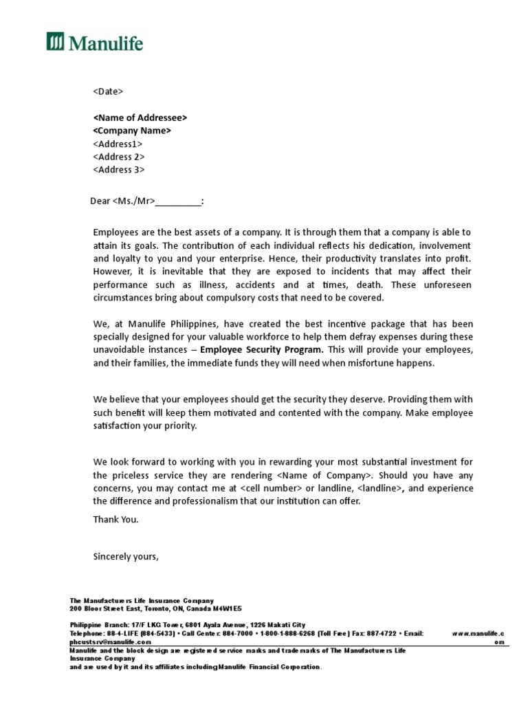 Employee Security Program Pre Approach Letter | PDF | Economies | Business