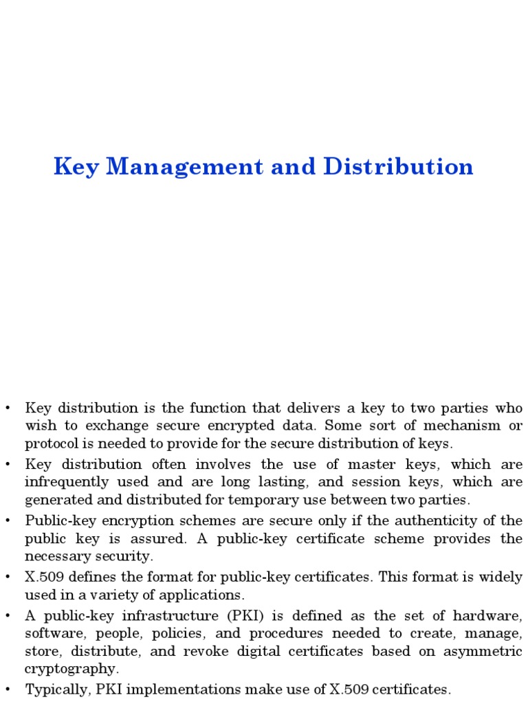 Key Management and Distribution Techniques | PDF | Public Key ...
