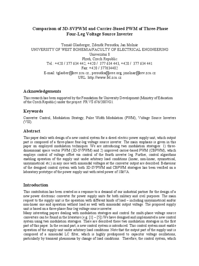 2007-Comparison of 3D-SVPWM and Carrier-Based PWM of Three-Phase | PDF ...