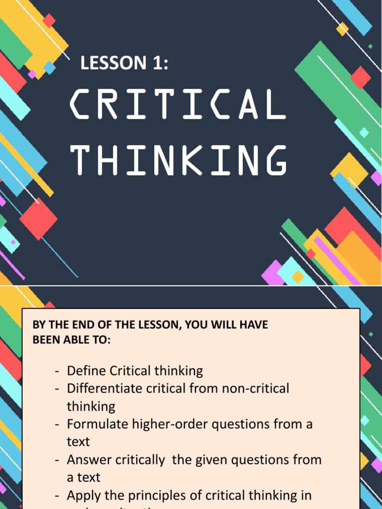 Lesson 1 Critical-Thinking | PDF | Critical Thinking | Thought