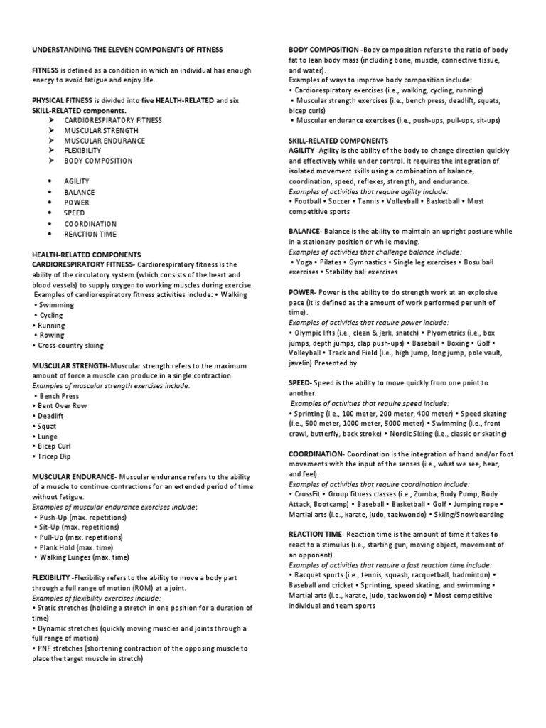 Understanding The Eleven Components of Fitness | PDF | Balance (Ability ...