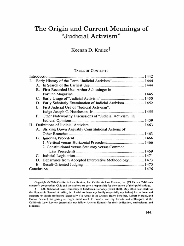 The Origin and Current Meanings of Judicial Activism PDF | PDF ...