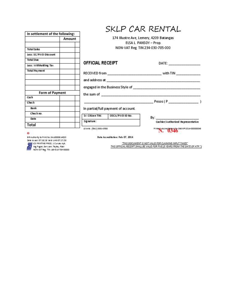 Receipt Sample | PDF | Receipt | Payments