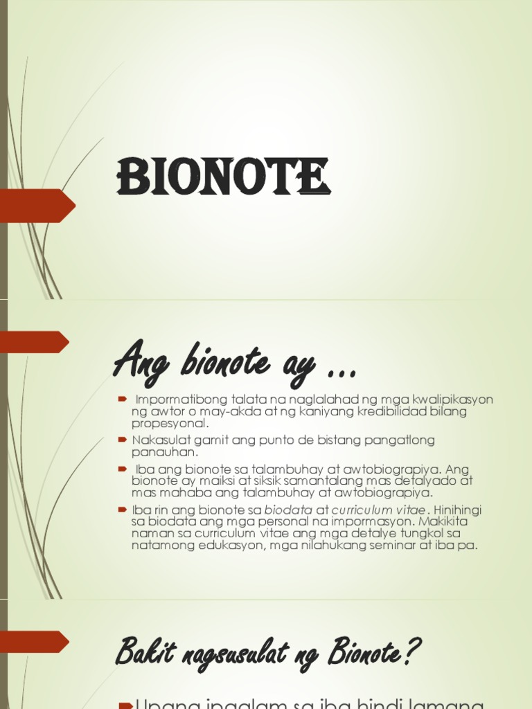 BIONOTE | PDF