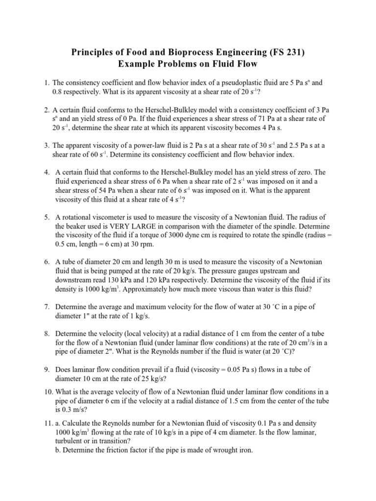 Fluid Prob | PDF | Fluid Dynamics | Viscosity