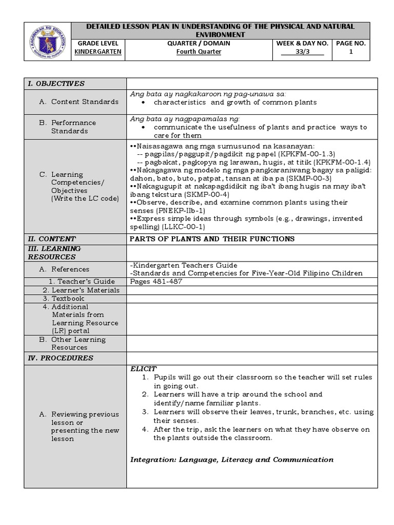 DLP Week 33 | PDF | Trees | Lesson Plan