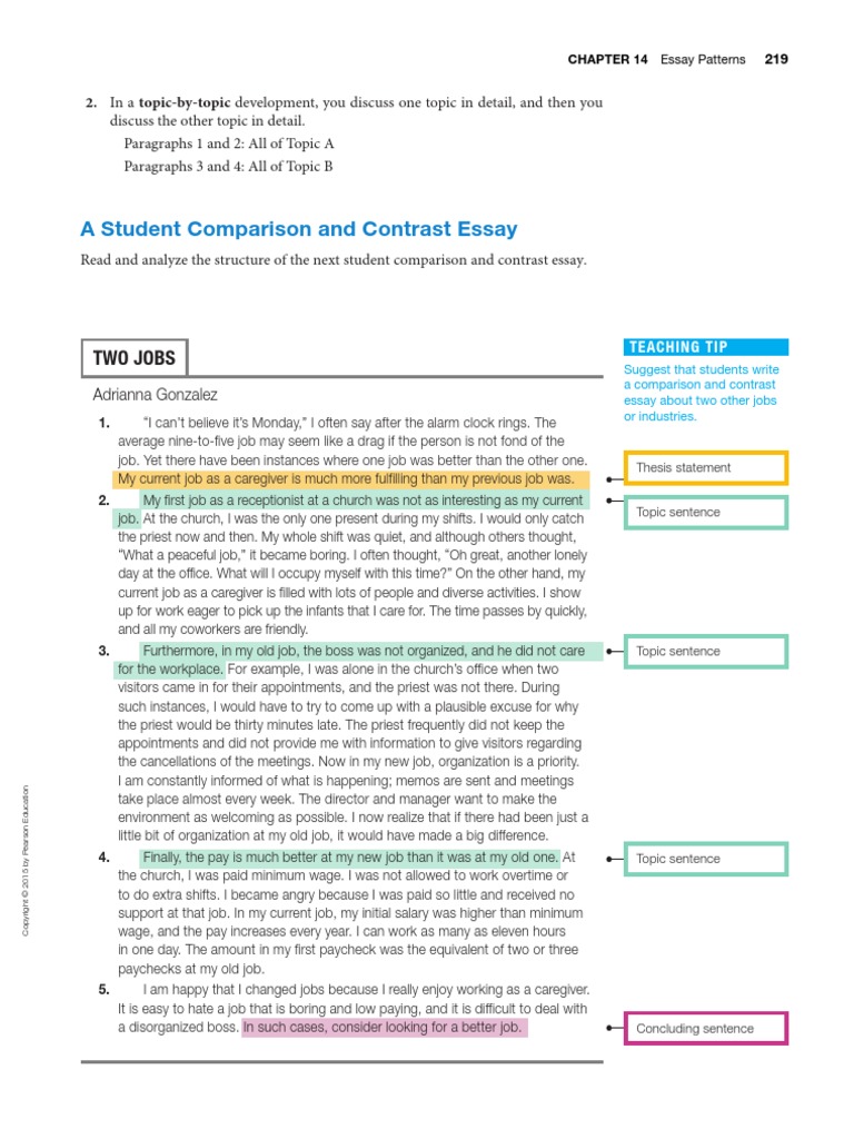 TWO JOBS Comparison Contrast Essay | PDF | Essays | Labour