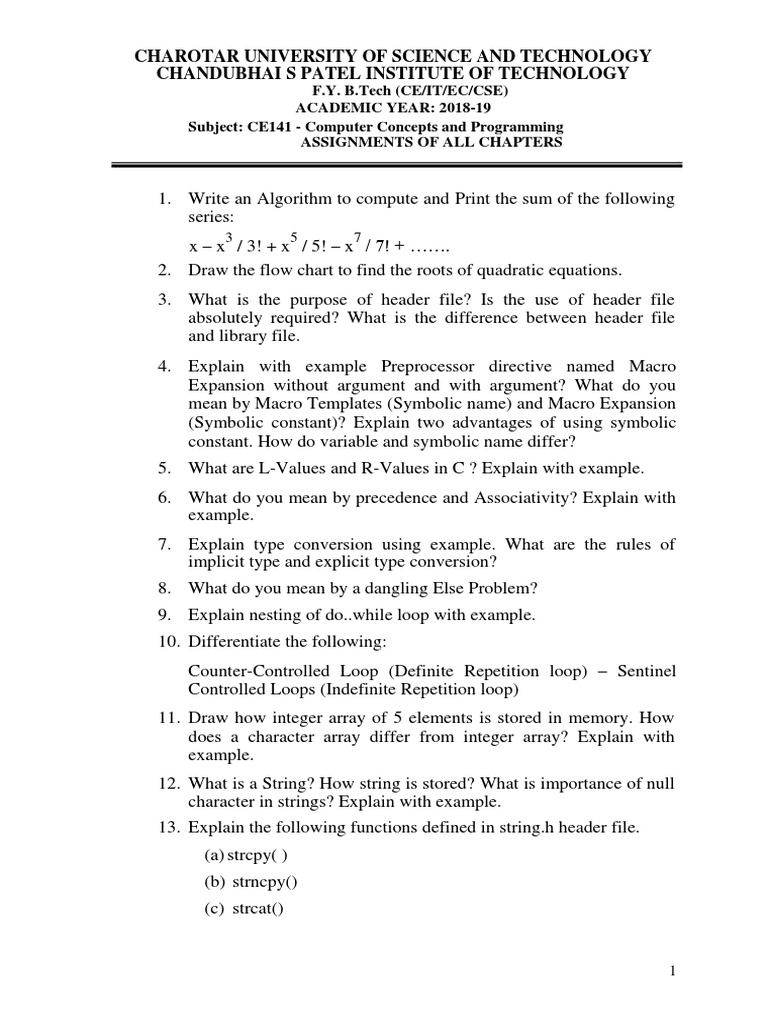 Assignment 1 | PDF | Pointer (Computer Programming) | Subroutine